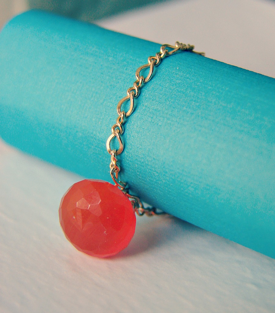 Chain Ring With Natural Gemstone. 14k Gold Filled Thin Chain Ring ...